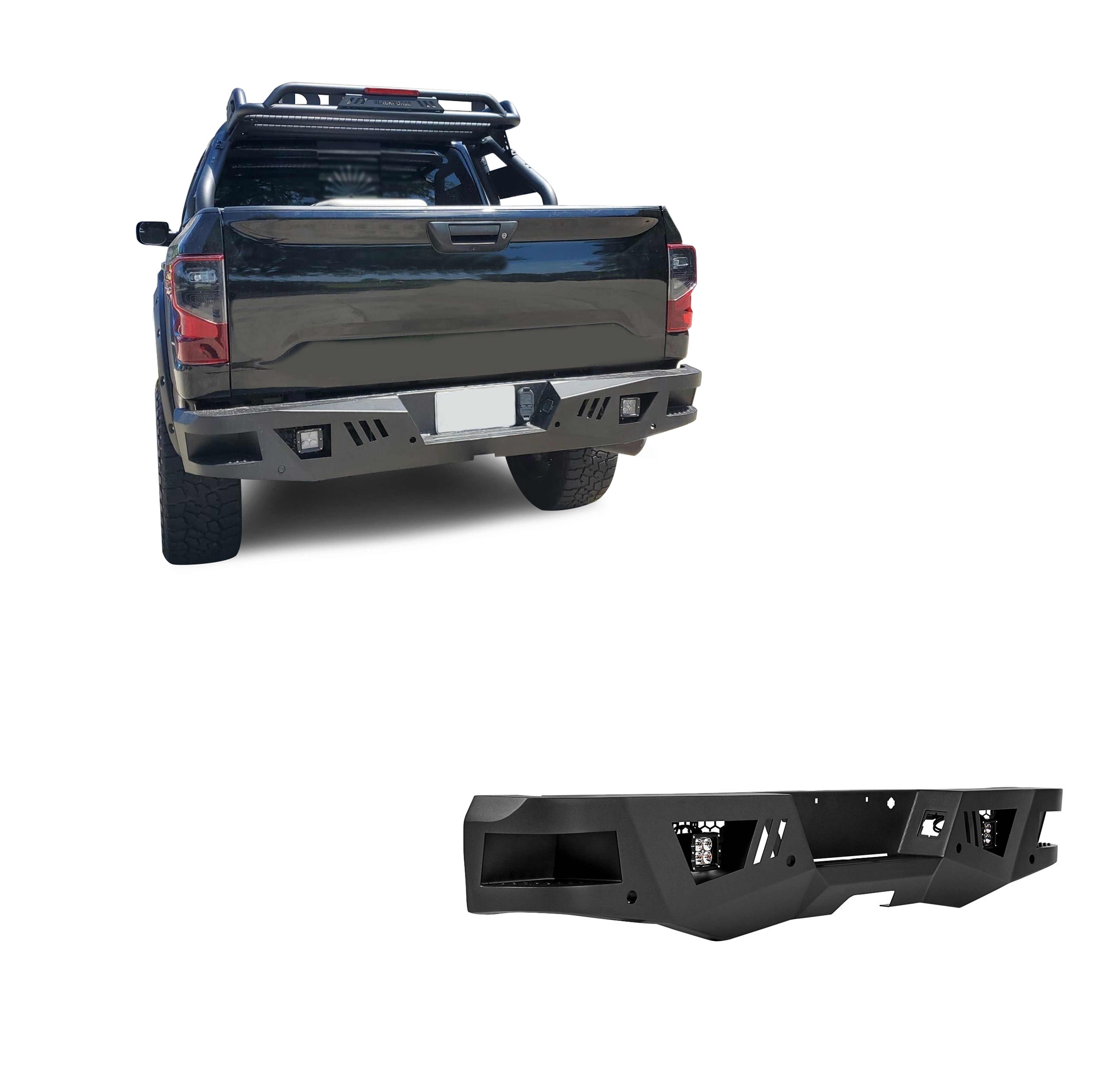 Black Horse Off Road Armour Heavy Duty Rear Bumper Kit Matte Black ...